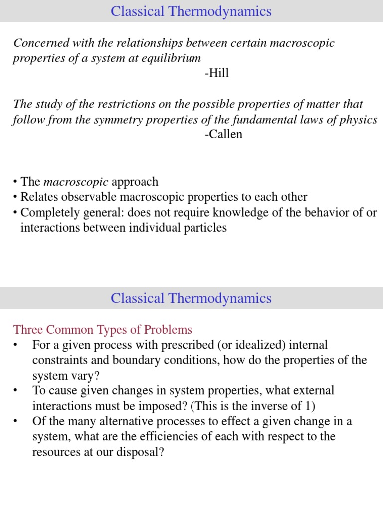 Classical Thermodynamics - ch01 | PDF