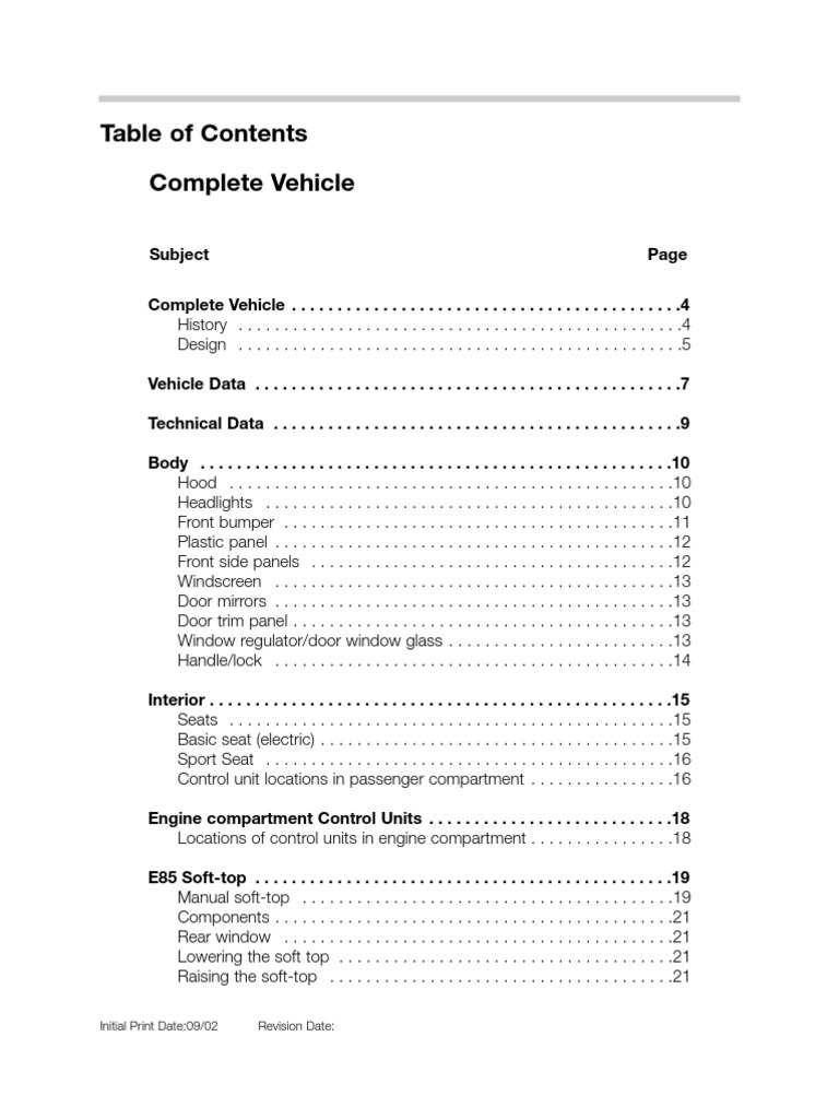 01 E85 Complete Vehicle | PDF | Headlamp | Transportation Engineering
