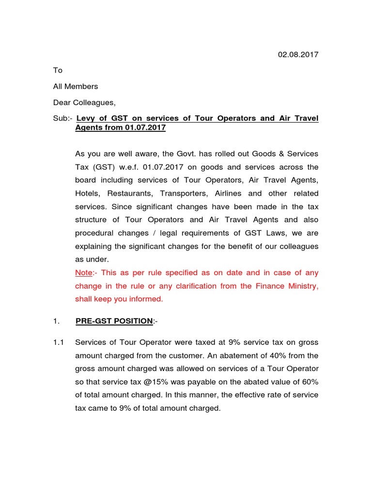 GST Circular From IATO | PDF | Value Added Tax | Travel Agency