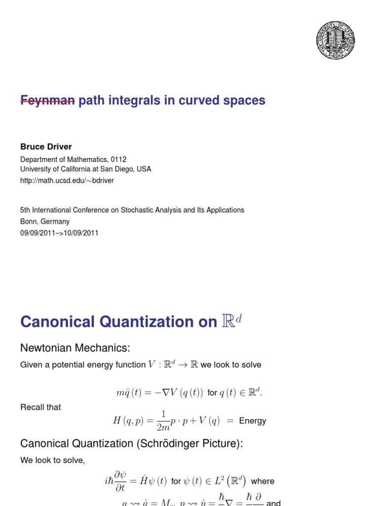 Feynman Path Integrals In Curved Spaces Bruce Driver Pdf Basis Linear Algebra Solid