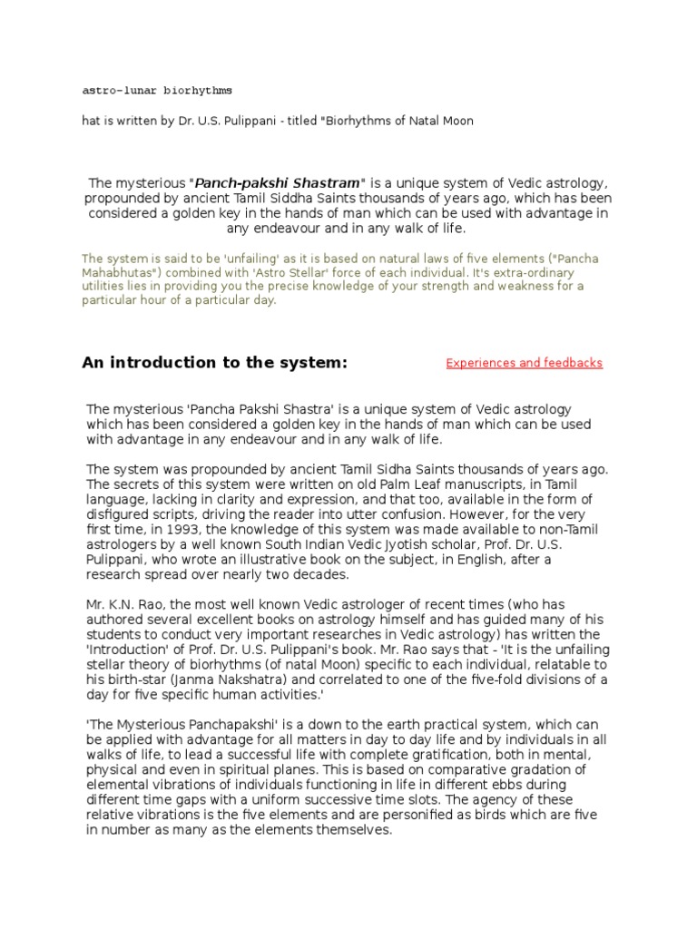 Pancha Pakshi Shastra | Download Free PDF | Horoscope | Planets