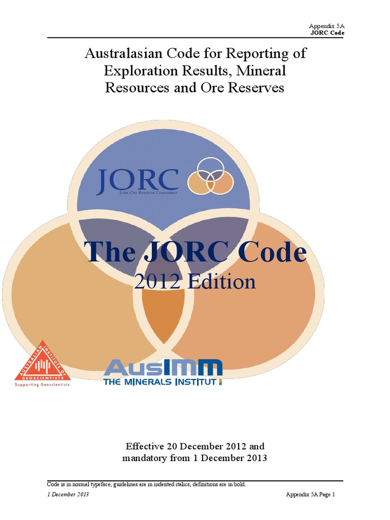 The JORC Code: 2012 Edition | PDF | Geology | Economic Geology