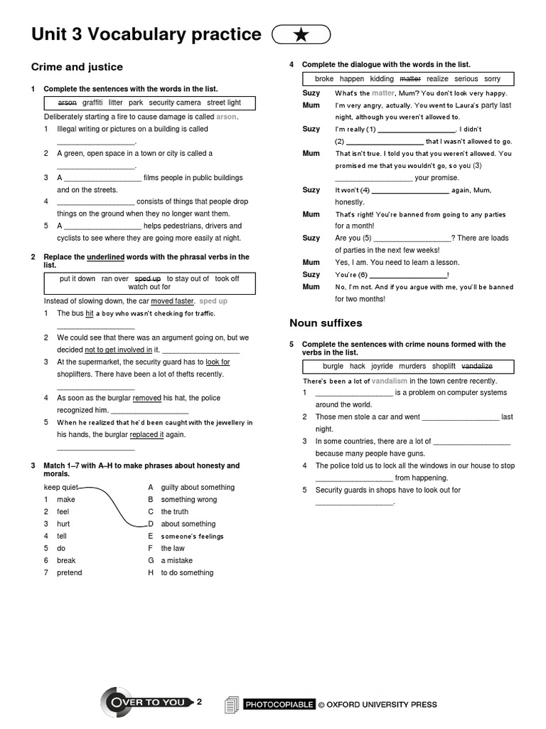 Vocabulary Unit 3 1star | PDF | Burglary | Theft