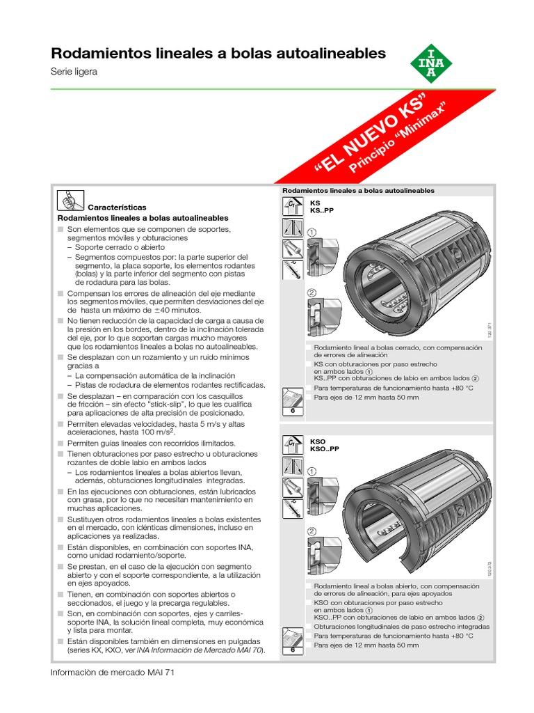 Catálogo Rodamientos Lineales Autoalineables INA | PDF | Ciencia de la ...