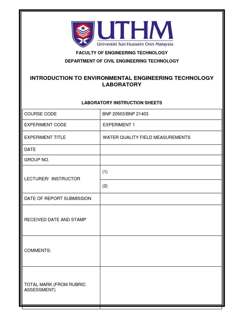 Exp.1 - Field Measurement - v.2 | PDF | Ph | Alkalinity