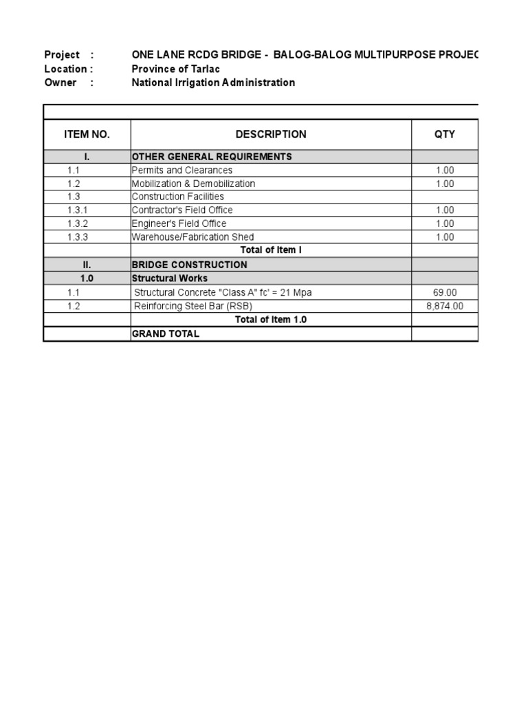 RevA.11Oct17.RCDG Bridge COSTFinal | PDF | Building Materials ...