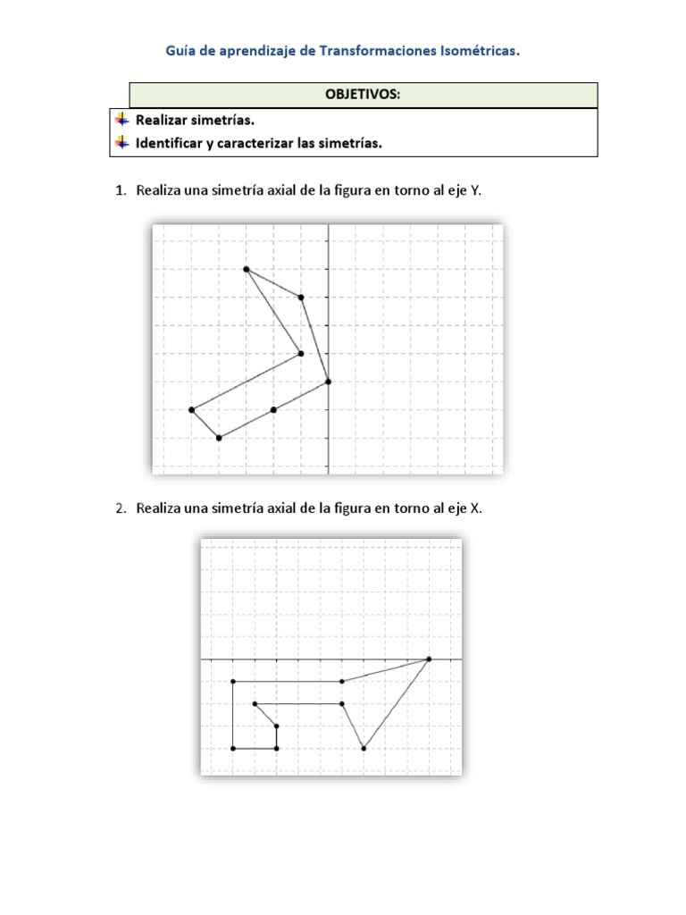 Guía de Aprendizaje de Transformaciones Isométricas. Octavo Básico | PDF | Rotación | Simetría