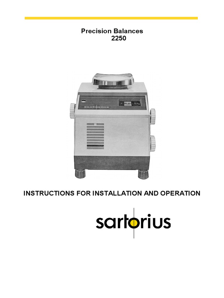 Manual Sartorius 2250 | PDF | Weighing Scale | Weight