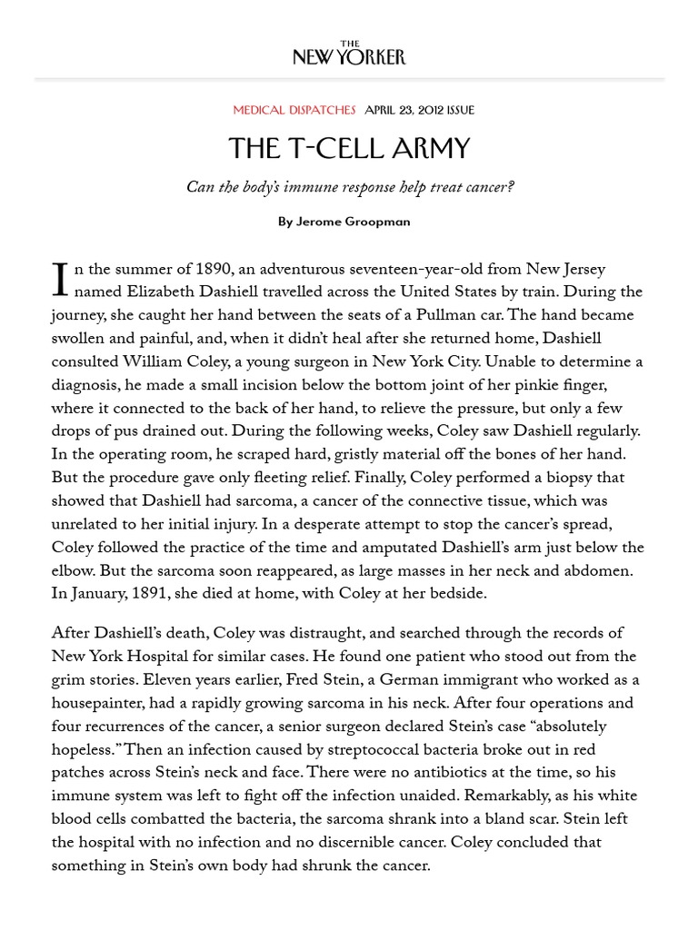 The T-Cell Army | PDF | Melanoma | Cancer