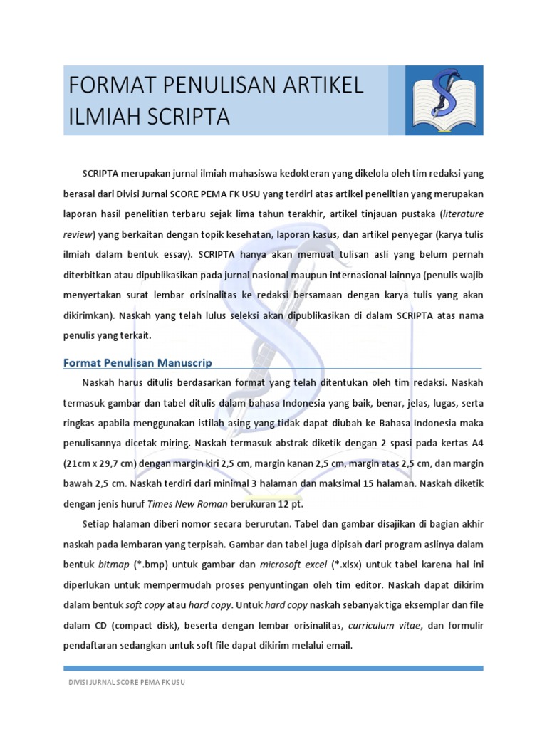 Format Penulisan Manuskrip SCRIPTA | PDF