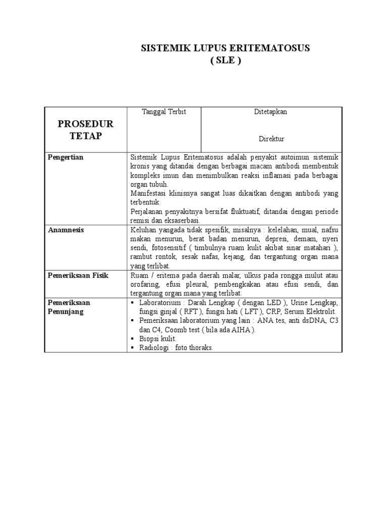 Panduan Diagnosa dan Terapi Lupus SLE | PDF