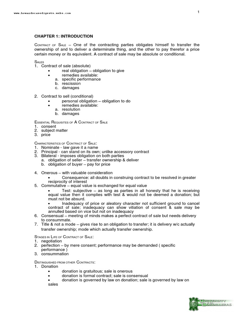 Sales Reviewer | PDF | Offer And Acceptance | Consideration