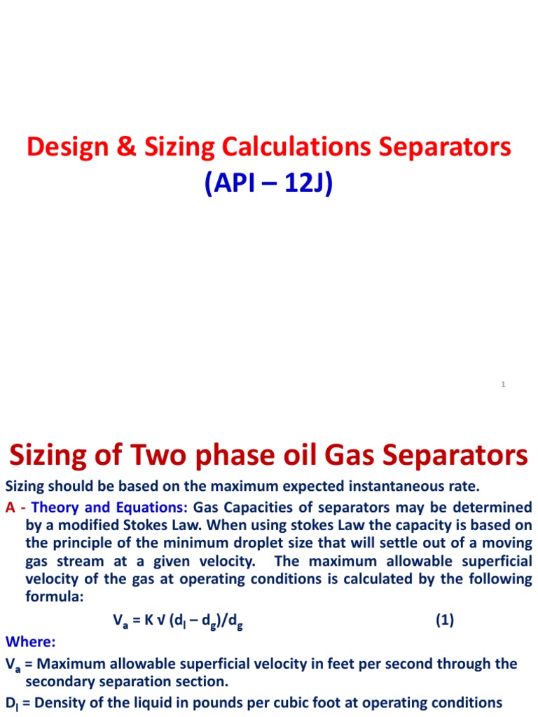 API 12J Separator Design Guidelines | PDF | Continuum Mechanics | Chemistry