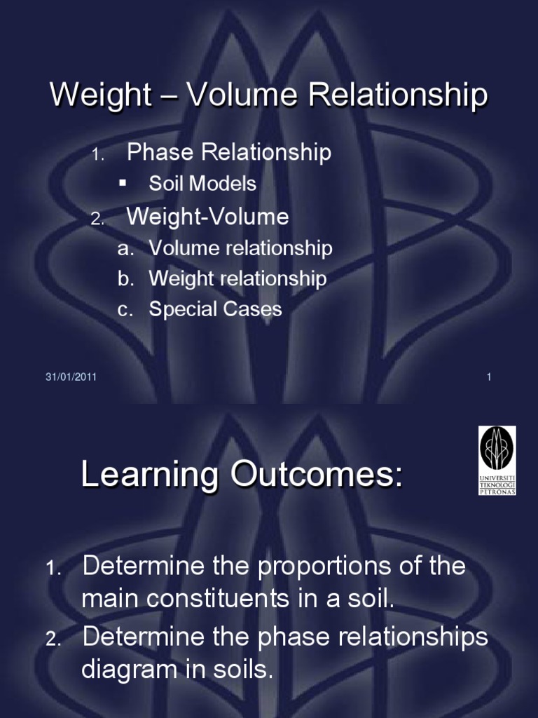 Chapter 5 - WEIGHT-VOLUME RELATIONSHIP PDF | PDF | Soil | Density