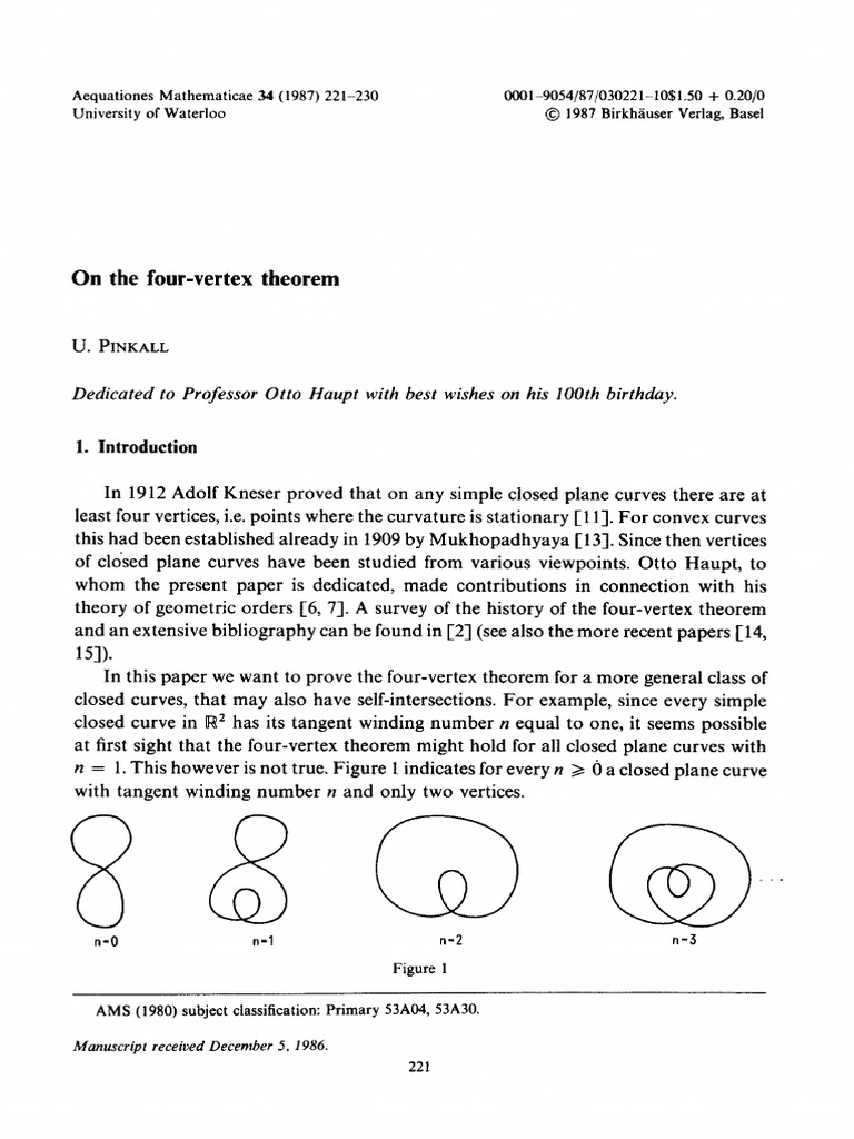 On The Four-Vertex Theorem | PDF | Curvature | Geometric Topology