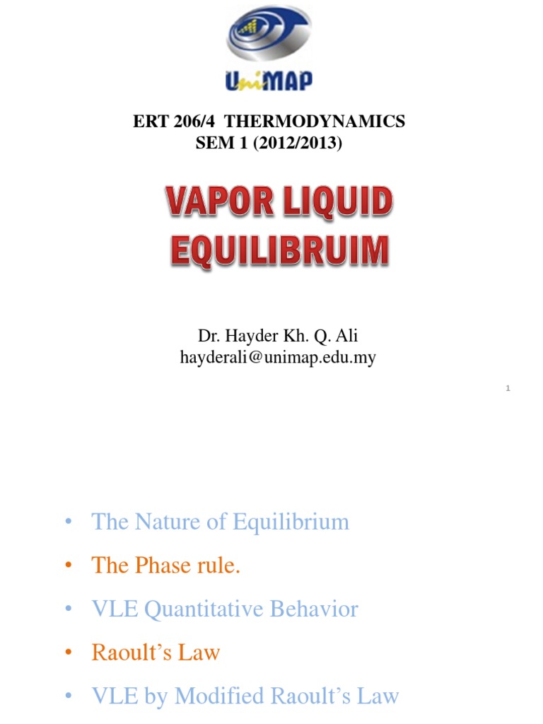 Vapor Liquid Equilibrium | PDF | Phase Rule | Phase (Matter)