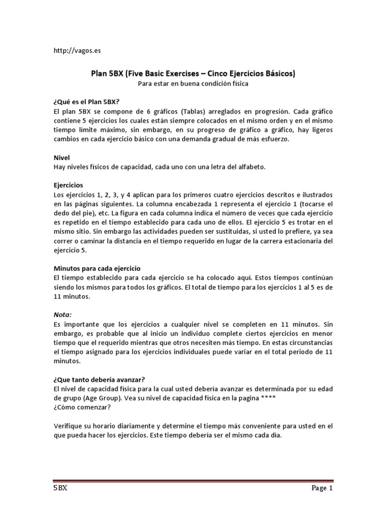 Introduccion Al Plan 5BX | PDF | Rodilla