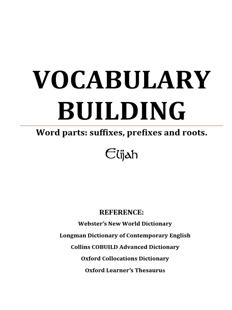 Vocabulary Building - Prefixes and Suffixes | PDF | Adjective | Vocabulary