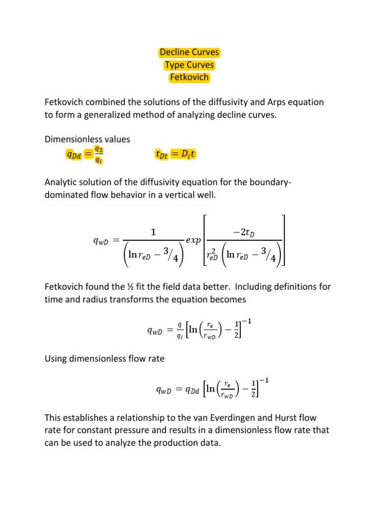 Decline Curves Type Fetkovich | Gases | Petroleum Reservoir