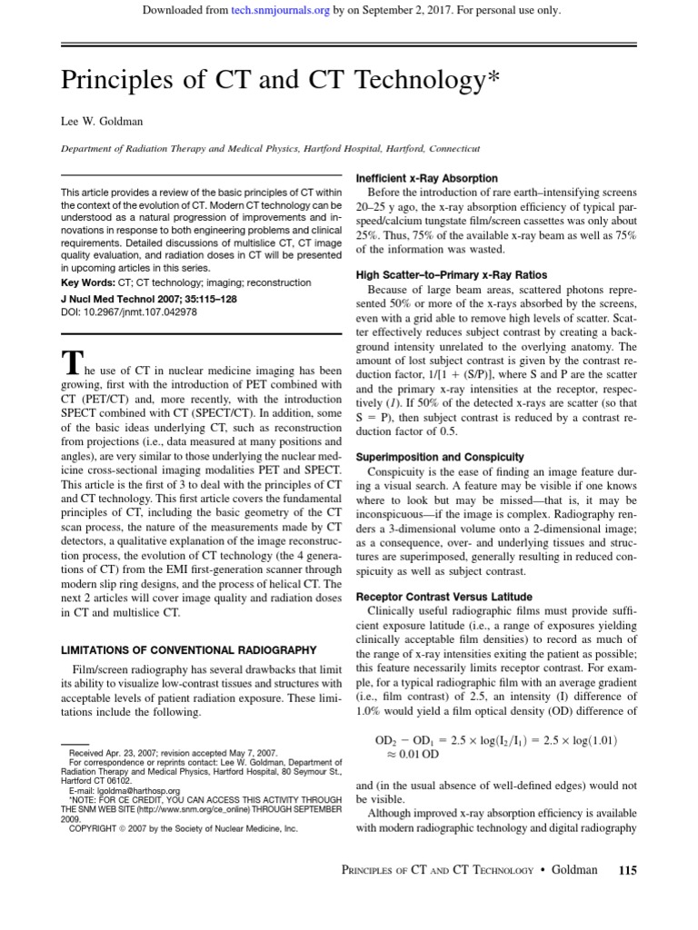 Principles of CT and CT Technology | PDF | Ct Scan | Radiography