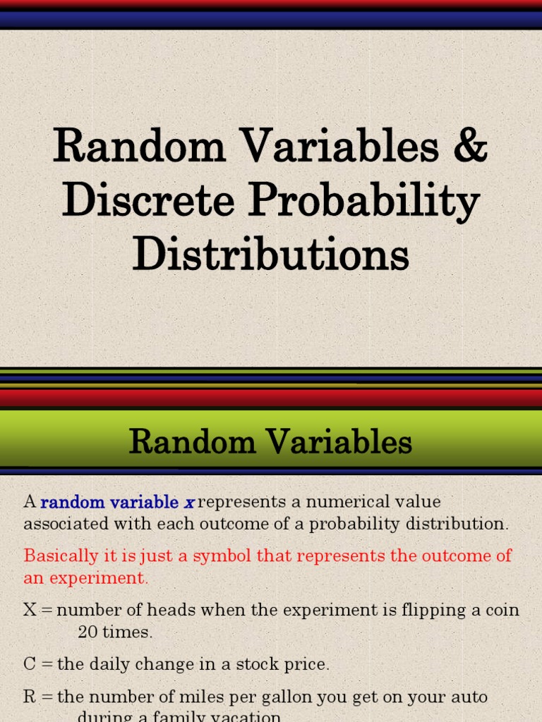 Random Variables & Discrete Probability Distributions | PDF | Probability Distribution | Random ...