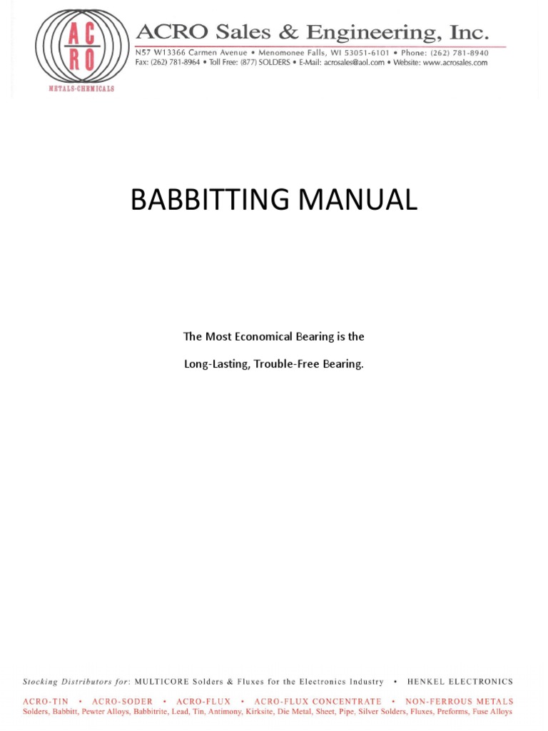 Babbitt Information For Pouring | PDF | Bearing (Mechanical ...