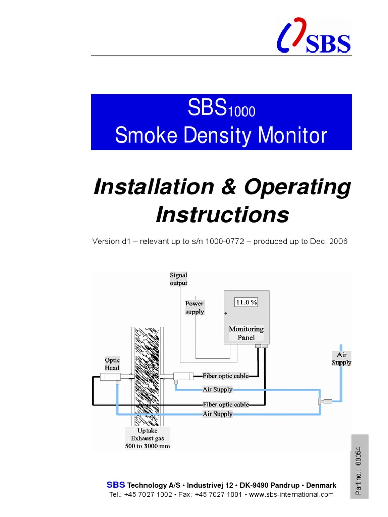 SBS1000 Smoke Density Monitor Manual | PDF | Optical Fiber | Electrical ...