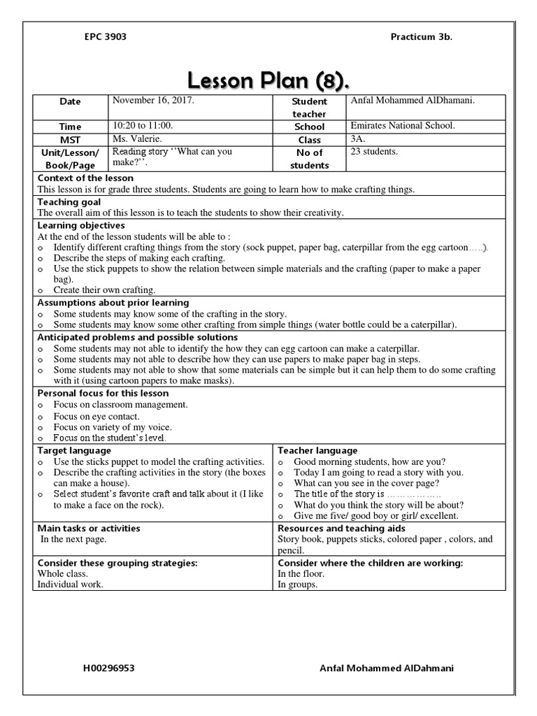 Lesson Plan 8 | Download Free PDF | Lesson Plan | Learning