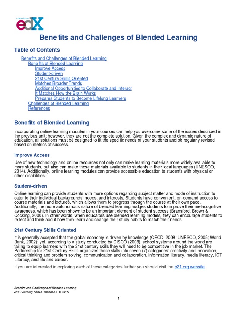 Benefits and Challenges of Blended Learning | PDF | Educational ...
