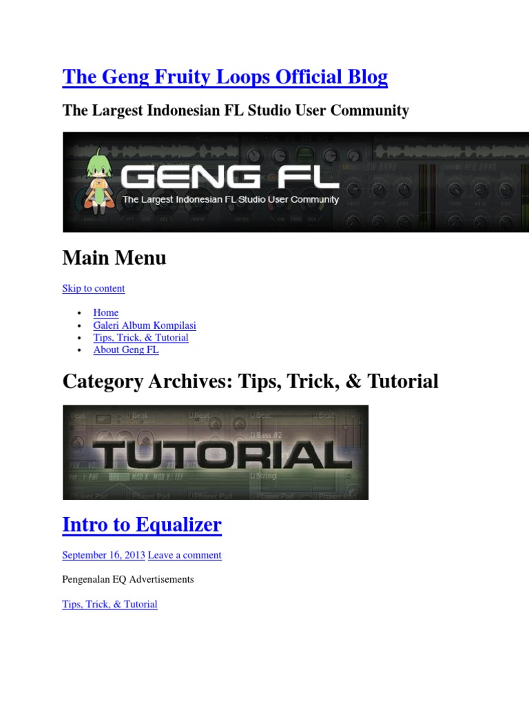 The Geng Fruity Loops Official Blog: Main Menu | PDF | Electronic Publishing | Sound Technology