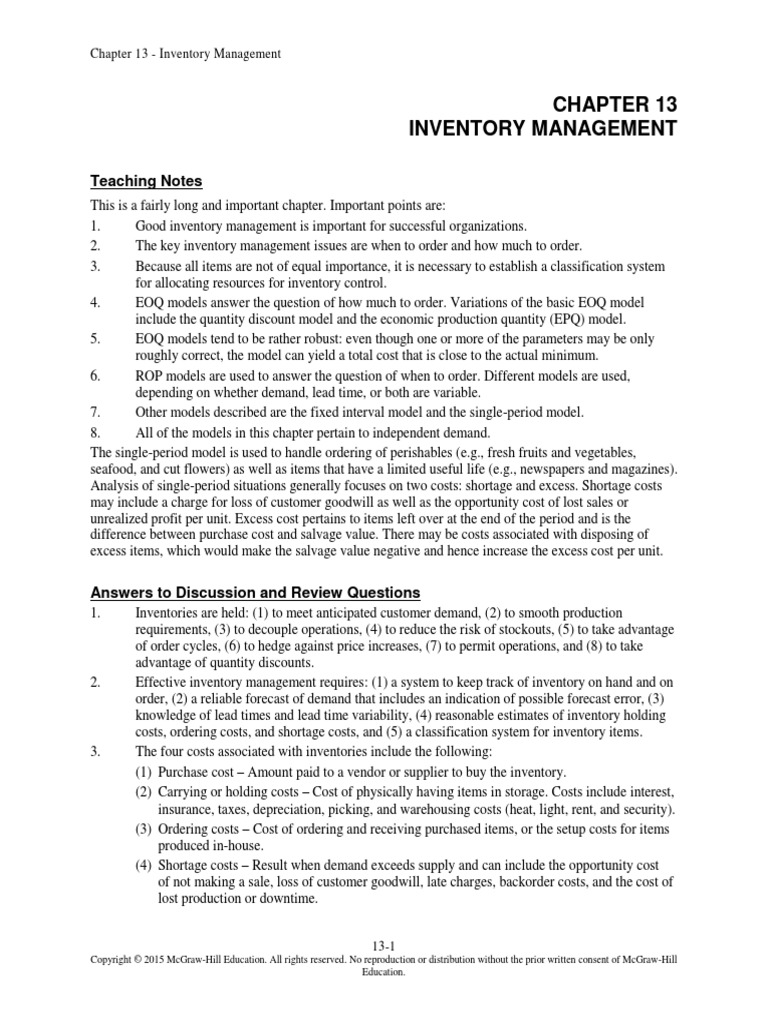 Chapter 13 Inventory Management PDF | PDF | Inventory | Radio Frequency ...