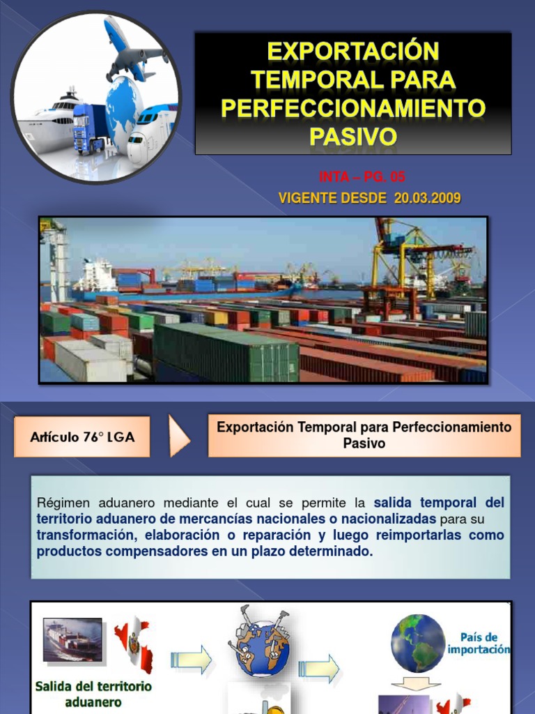 Regimen - Exportacion Temporal Para Perfeccionamiento Pasivo | aduana ...