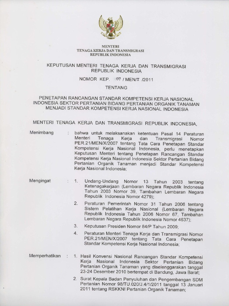 Standar Kompetensi Pertanian Organik | PDF