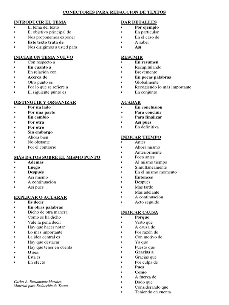 Conectores para Redaccion de Textos | PDF | Science | Ciencia filosófica
