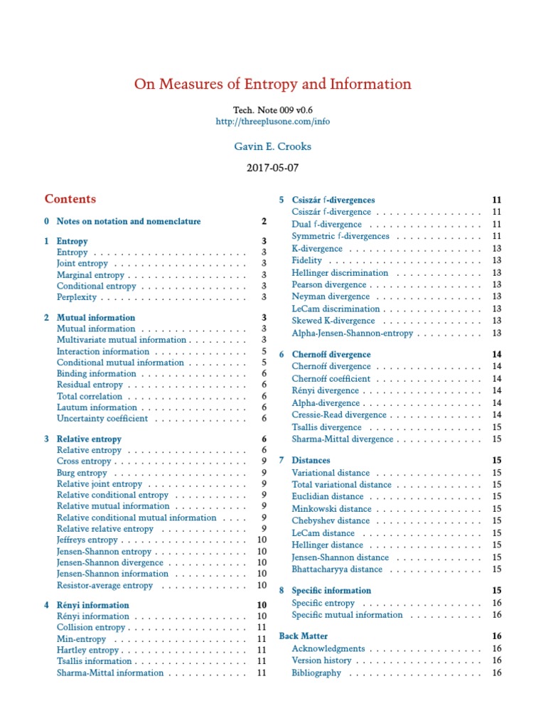 On Measures of Entropy and Information | PDF | Statistical Theory ...