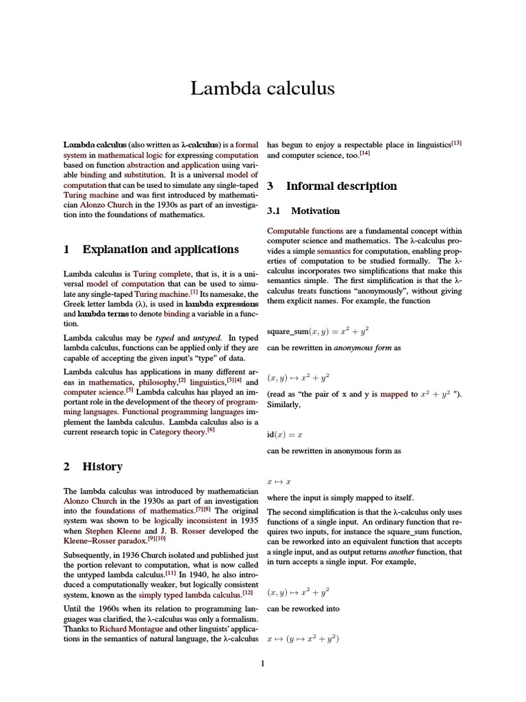 Lambda Calculus | PDF | Metalogic | Formal Methods