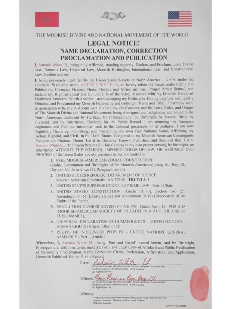 Legal Notice Name Declaration, Correction Proclamation and Publication ...