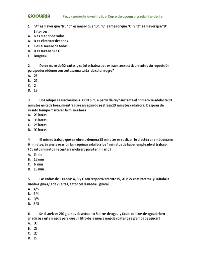 Taller Razonamiento Cuantitativo | PDF | Porcentaje | Enseñanza de ...