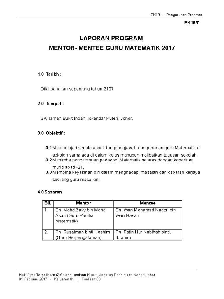 Laporan Mentor Mentee | PDF