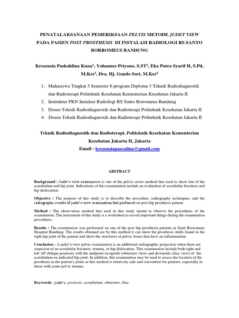 Judet View for Post-Prosthesis Patients | PDF