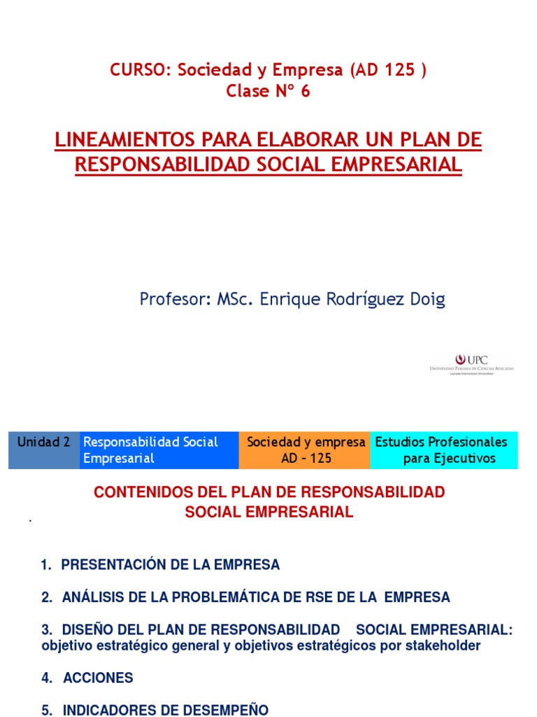 Clase 6 Lineamientos para Elaborar Un Plan de RSE | PDF ...