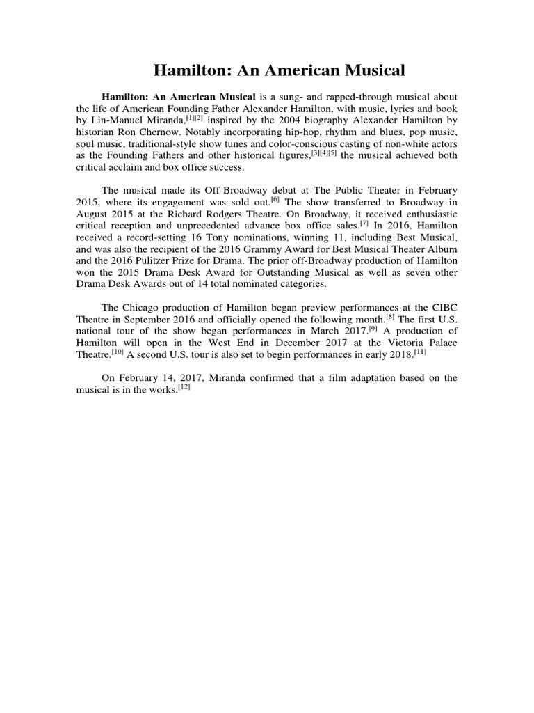 Hamilton: An American Musical Is A Sung-And Rapped-Through Musical ...