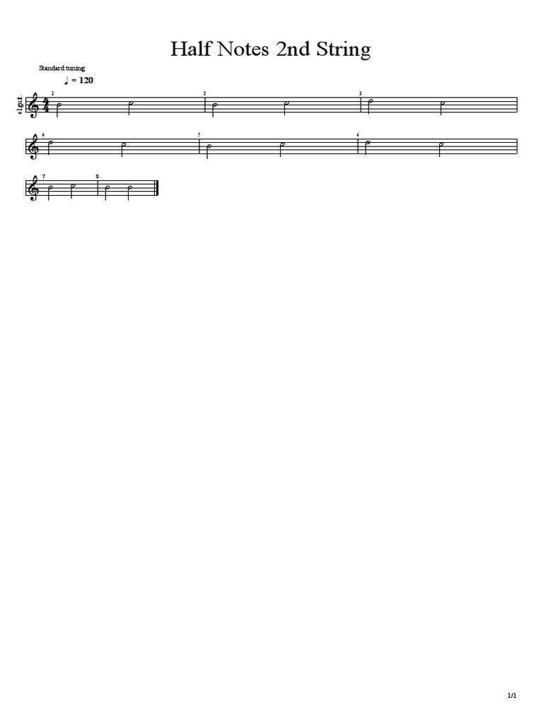 Half Notes for 2nd String Guitar | PDF