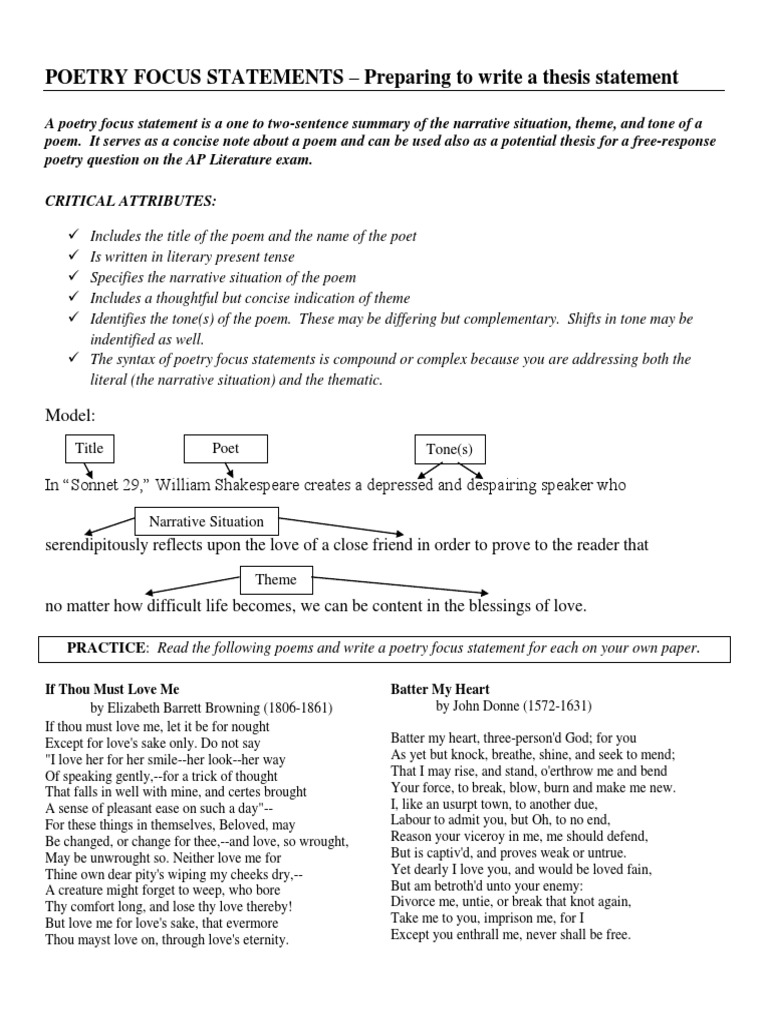 Poetry Focus Statements | PDF | Poetic Form | Poetry