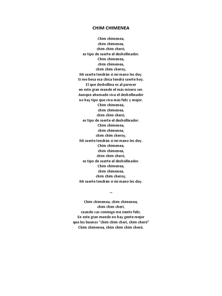 CHIM CHIMENEA Letra Completa