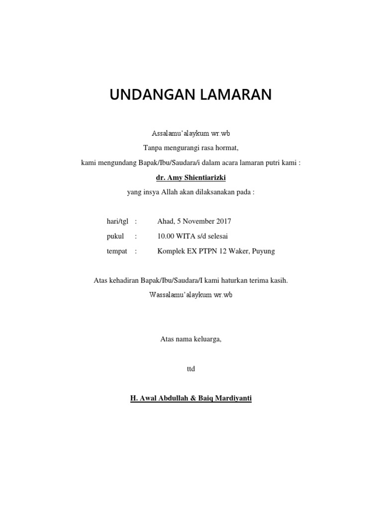 Undangan Lamaran | PDF