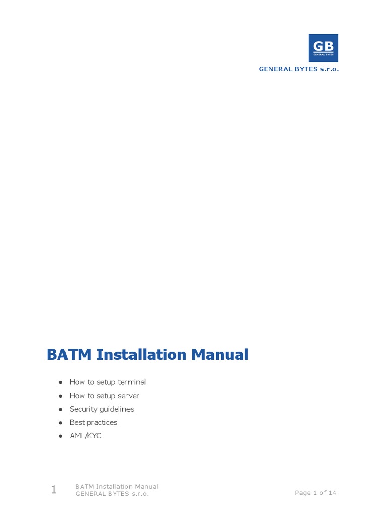GB Batm Installationmanual v2 0 | PDF | Port (Computer Networking) | Automated Teller Machine
