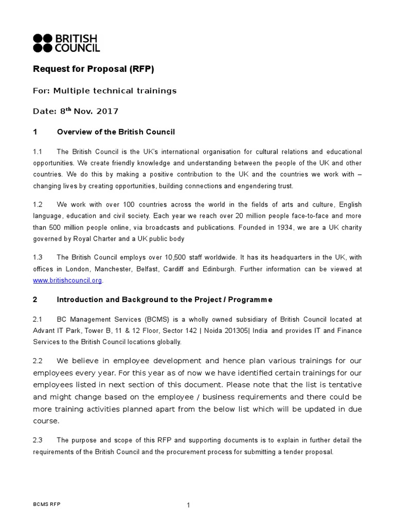 Request For Proposal (RFP) Training Requirements | PDF | Request For ...