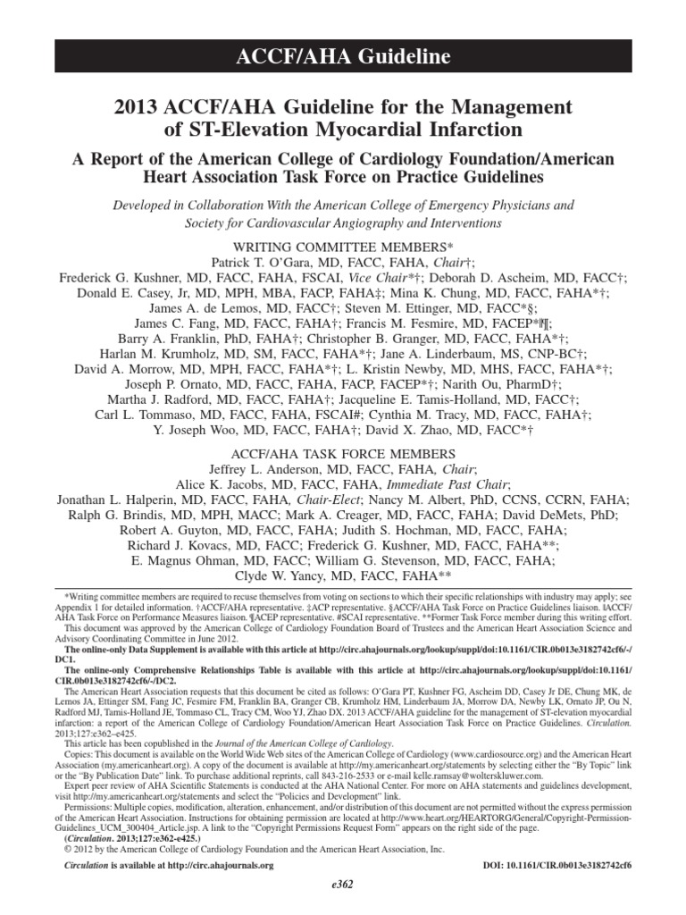AHA Guideline STEMI 2013 PDF | PDF | Myocardial Infarction ...