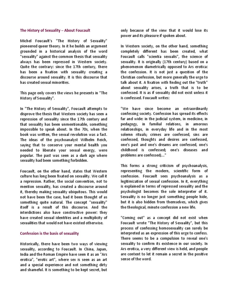 The History Of Sexuality Essay Pdf Homosexuality Human Sexuality